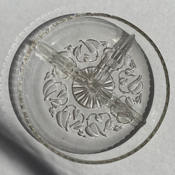 Other | Vintage Glass 3 Part Tray With Leaf Design | Poshmark